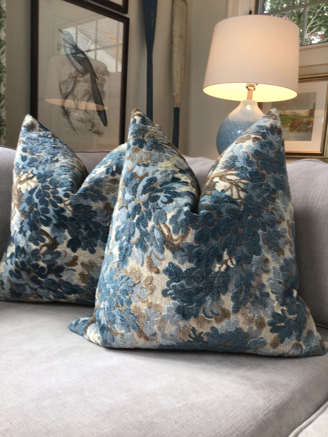 Cowtan and Tout Cut Velvet "walden" in Delft Blue Pillow Covers - Etsy