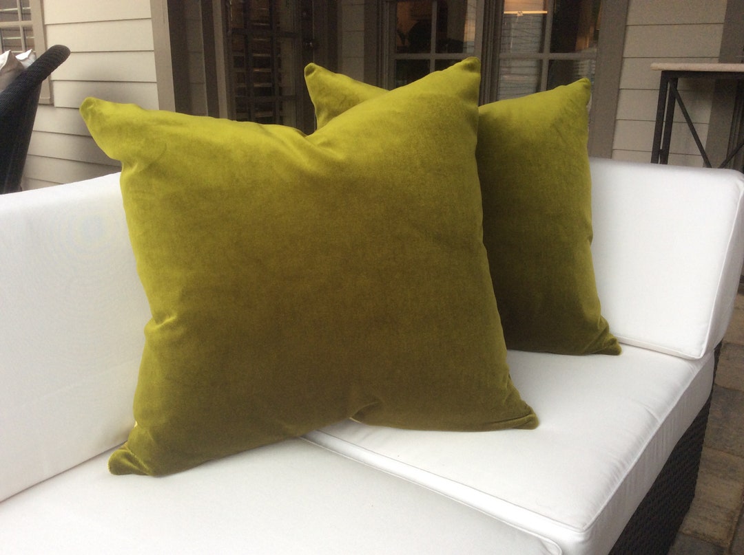 Chartreuse Green Velvet-front and Back- Covers - Etsy