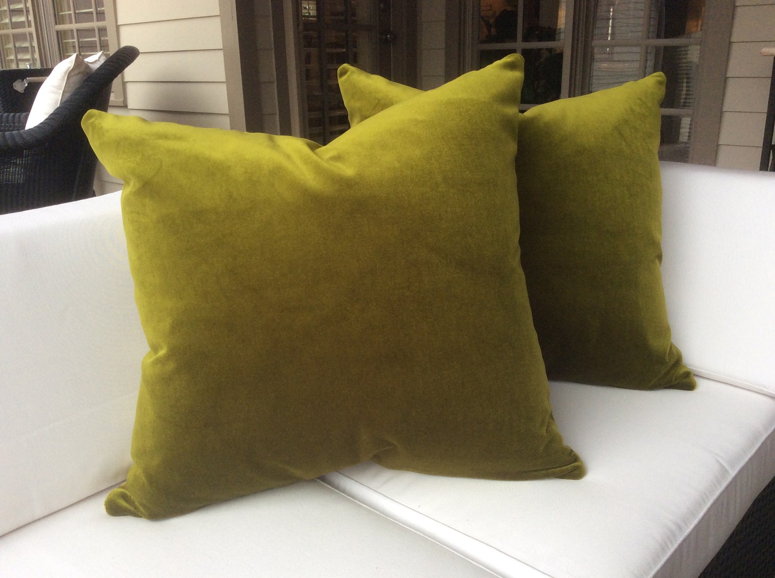 Chartreuse Green Velvet-front and Back- Covers - Etsy