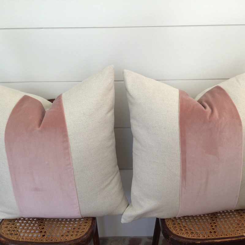 Pink Stripe Velvet Pillow - Etsy