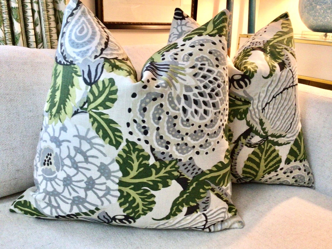 Thibaut mitford in Green and White Pillow Covers - Etsy