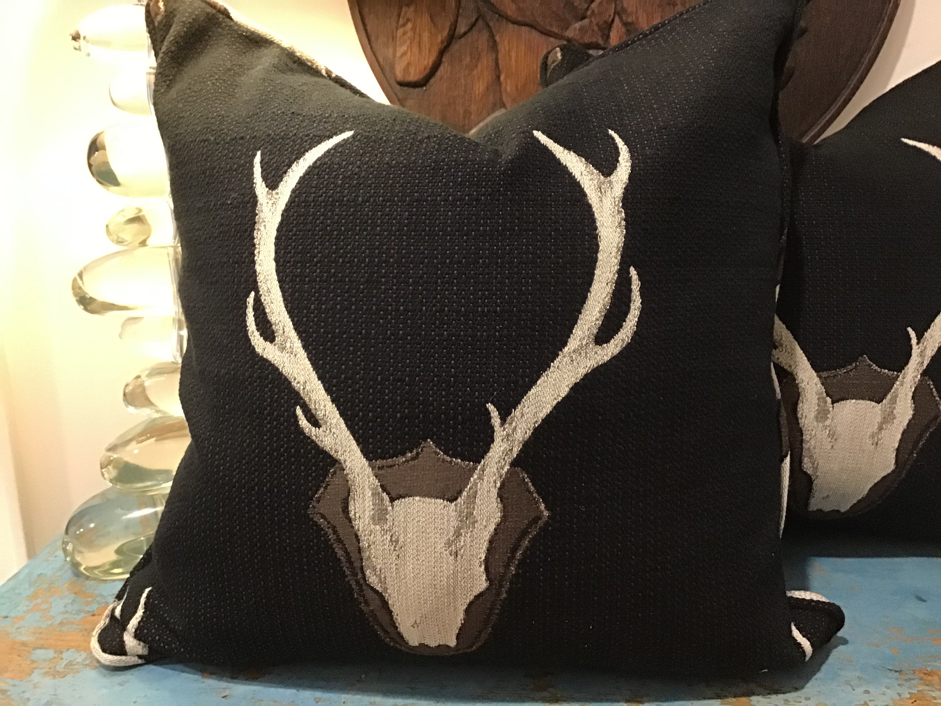UNCLE BUCK Charcoal Gray Antler Pillow Cover-22” - Etsy