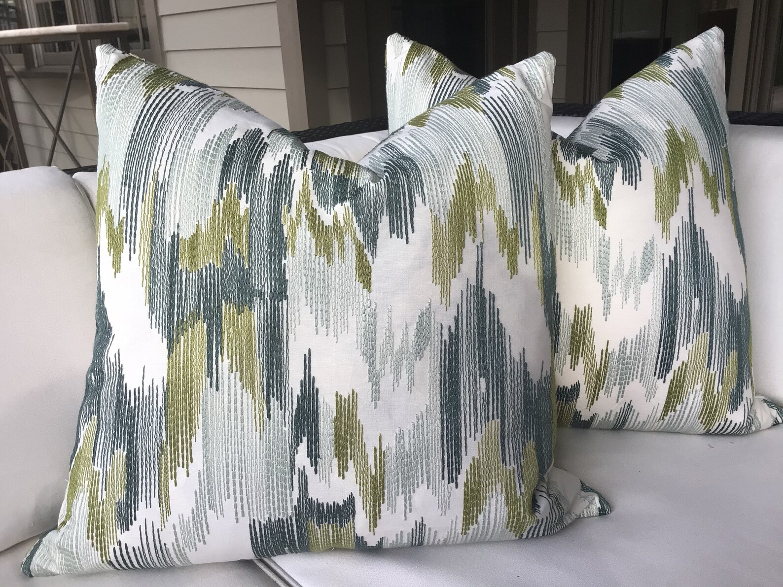 FABRICUT OUTRAGEOUS Embroidered Pattern in Soft Blue and | Etsy