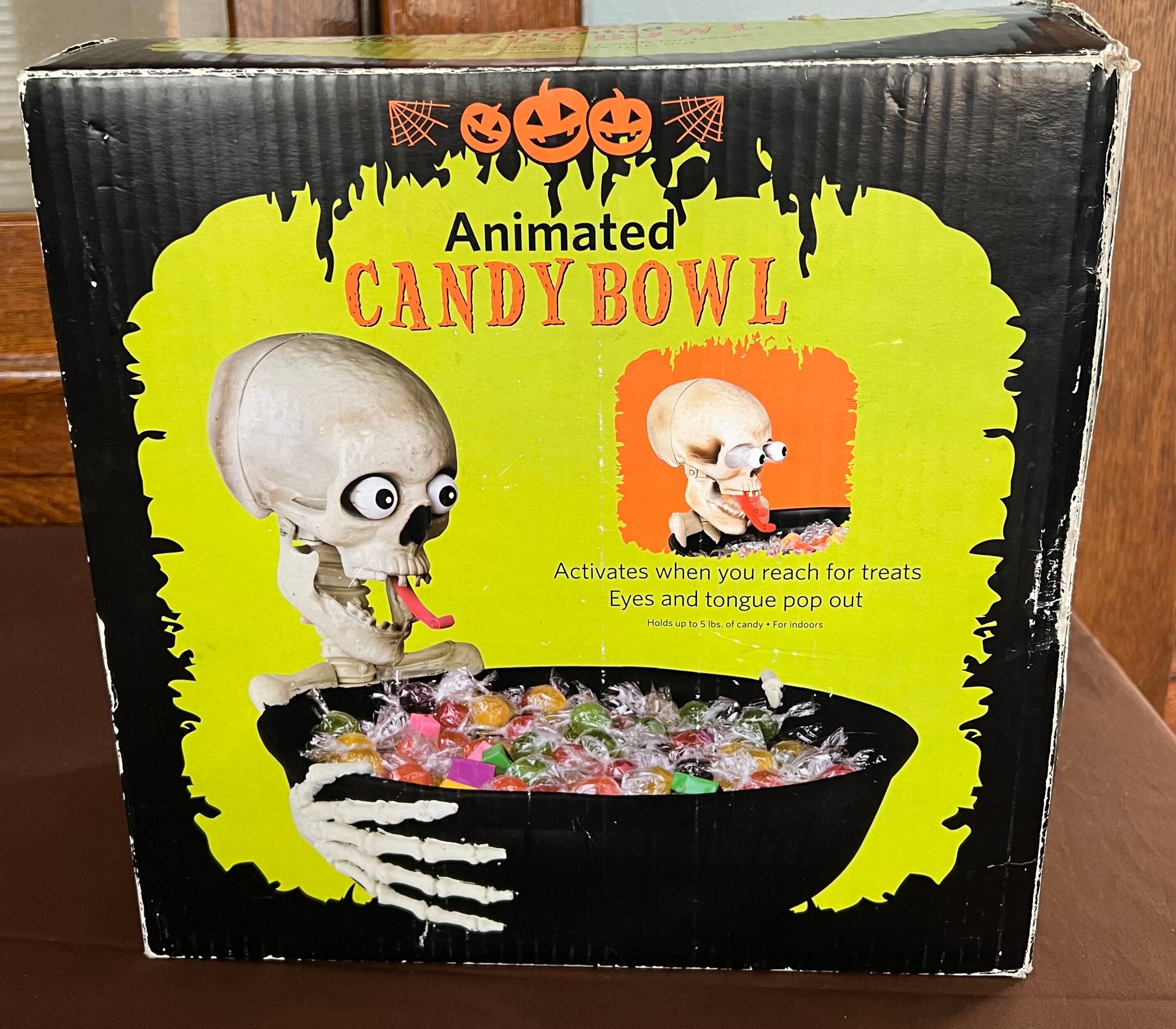 Vintage Gemmy Animated Skeleton Halloween Candy Bowl Motion Activated ...