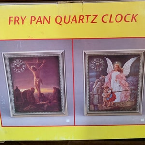 NIB Vintage Eleco Guardian Angel Gold Framed Wall Clock Quartz Movement ...
