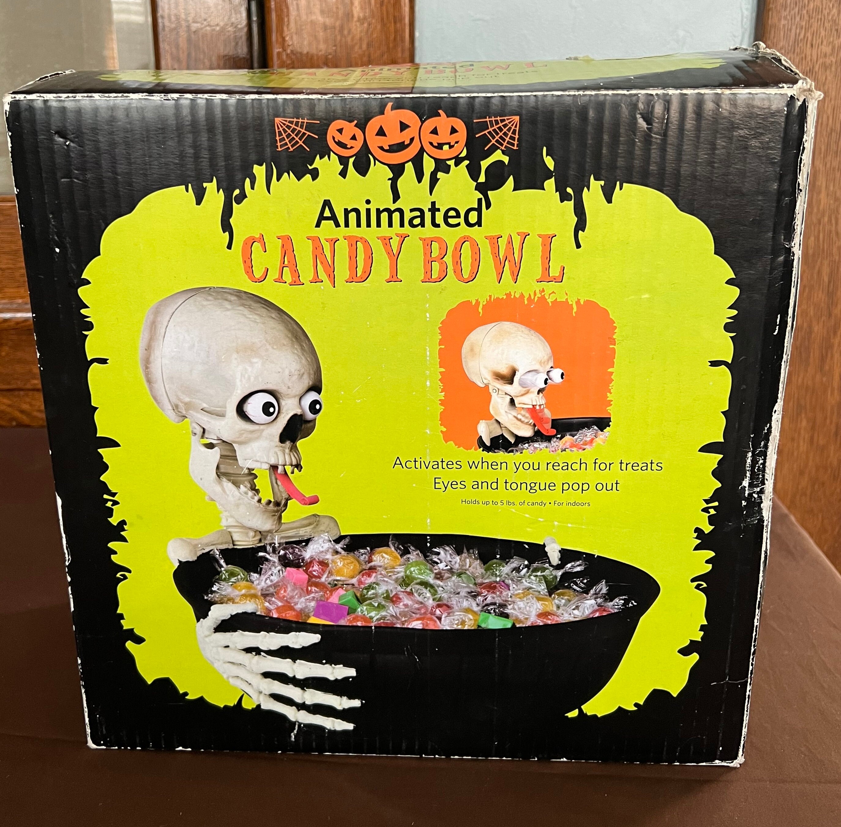 Vintage Gemmy Animated Skeleton Halloween Candy Bowl Motion Activated ...