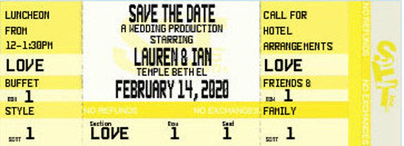 Save the Date Ticket Announcements Authentic & Personalized QTY 20 - Etsy