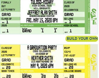 Graduation Party Ticket Invitations Authentic & Personalized | Etsy