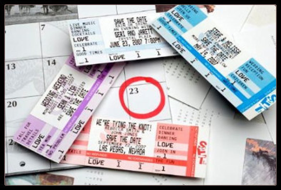 Save the Date Ticket Announcements- Authentic & Personalized- QTY 20 - Etsy