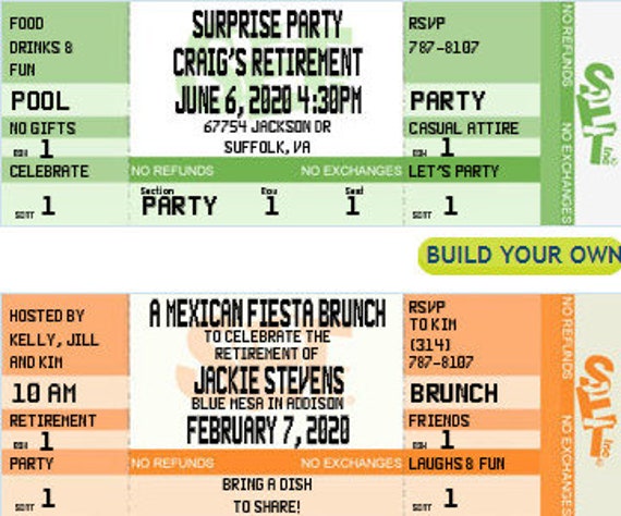 Retirement Party Ticket Invitations Authentic & Personalized | Etsy