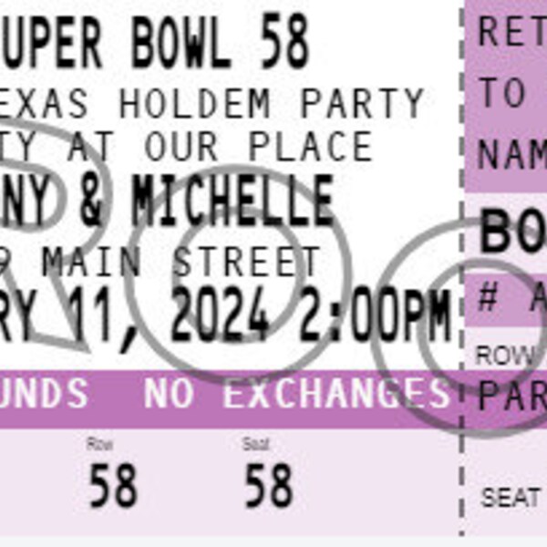 Super Bowl Ticket Invitations - Etsy