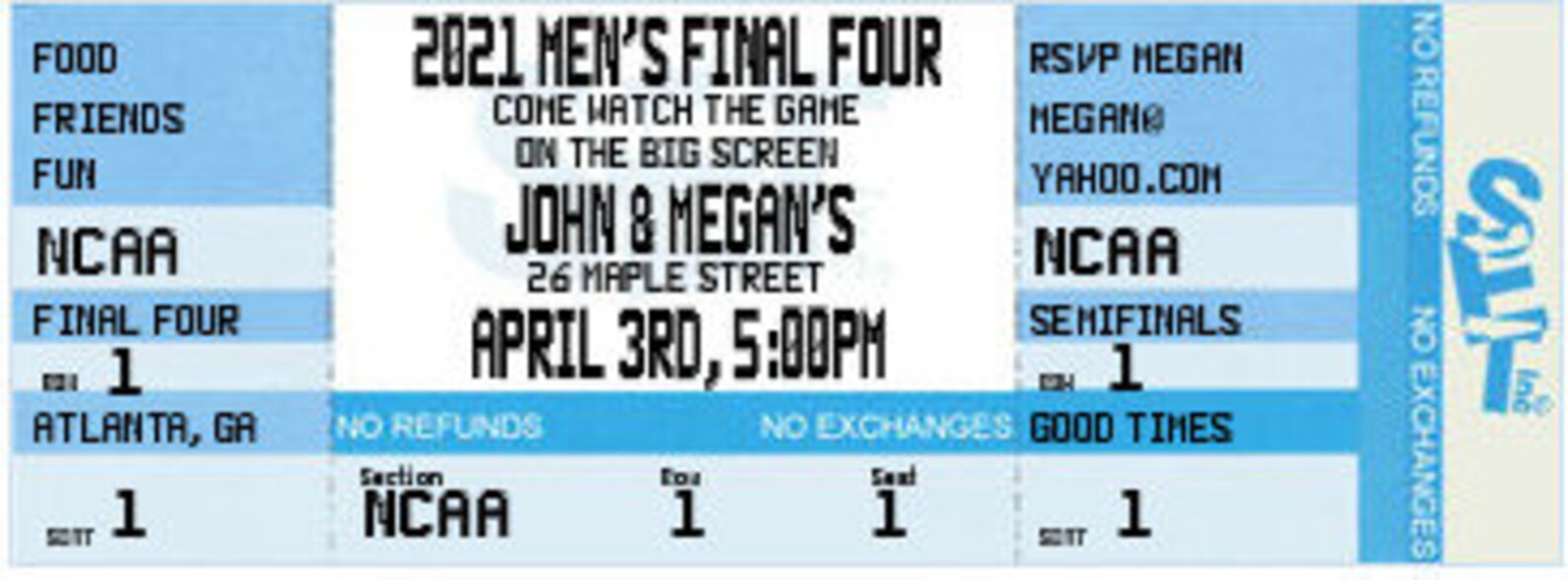 March Madness Ticket Invitations- Authentic & Personalized- QTY 20 - Etsy