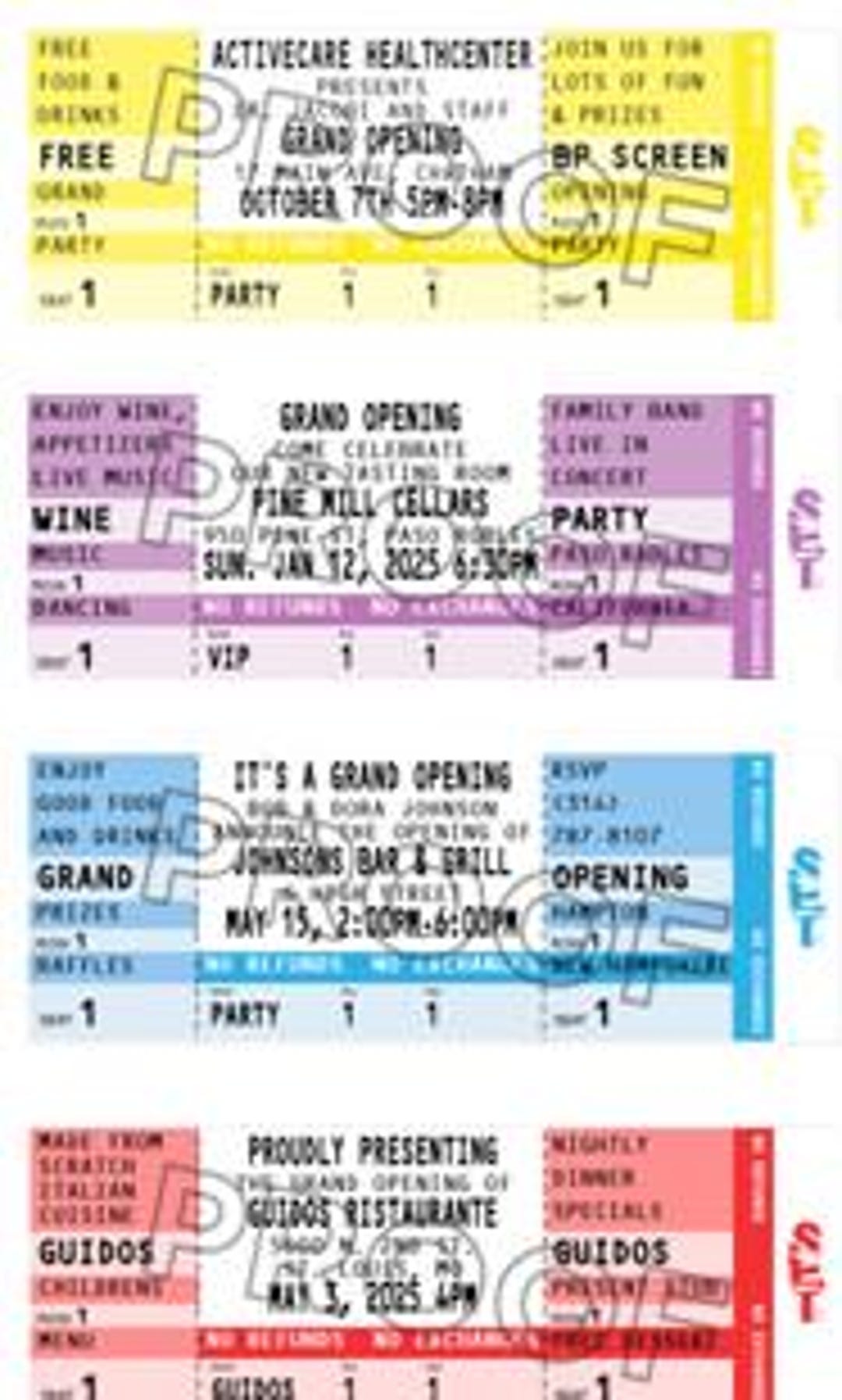 Grand Opening Ticket Invitations- Authentic & Personalized- QTY 20 - Etsy