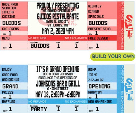 Grand Opening Ticket Invitations Authentic & Personalized | Etsy