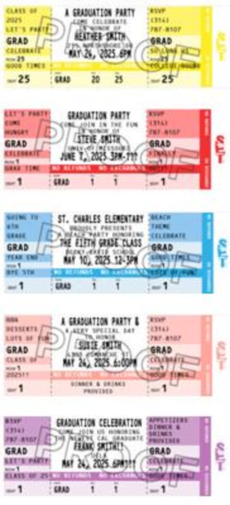 Graduation Party Ticket Invitations- Authentic & Personalized- QTY 20 ...