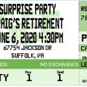 Retirement Party Ticket Invitations- Authentic & Personalized- QTY 20 ...
