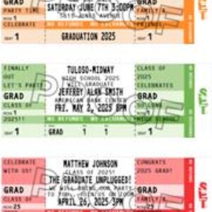 Graduation Party Ticket Invitations- Authentic & Personalized- QTY 20 ...