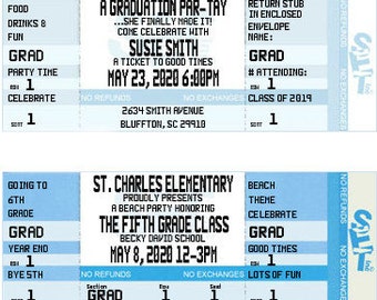Graduation Party Ticket Invitations Authentic & Personalized | Etsy