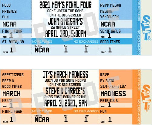 March Madness Ticket Invitations- Authentic & Personalized- QTY 20 - Etsy