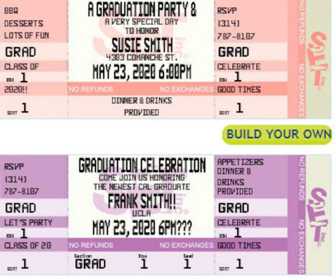 Graduation Party Ticket Invitations Authentic & Personalized - Etsy