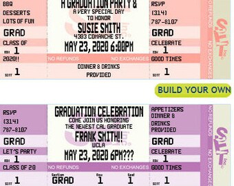 Graduation Party Ticket Invitations Authentic & Personalized | Etsy