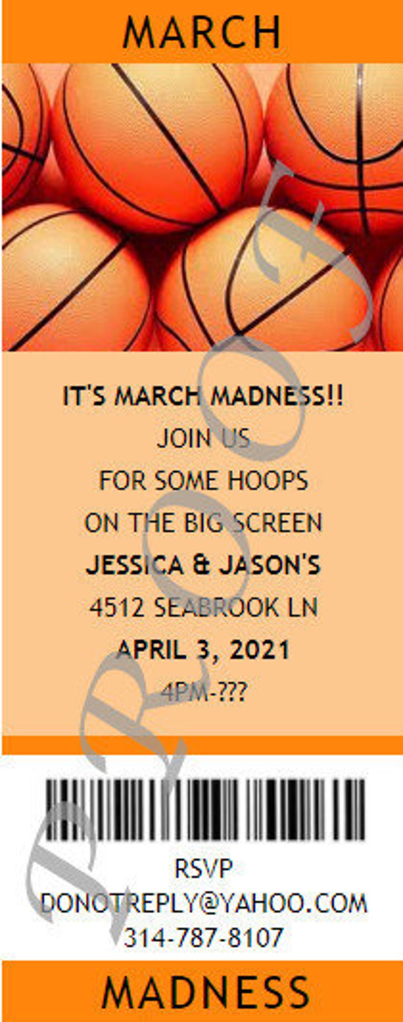 March Madness Photo Ticket Invitations- Authentic & Personalized- QTY ...