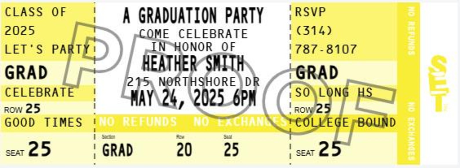 Graduation Party Ticket Invitations- Authentic & Personalized- QTY 20 ...