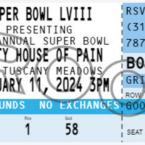 Super Bowl Ticket Invitations - Etsy