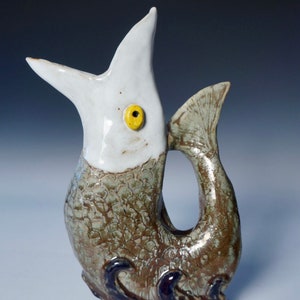 Ceramic Fish Pitcher, Handmade Pottery Fish, Unique Pitcher, Animal Art ...