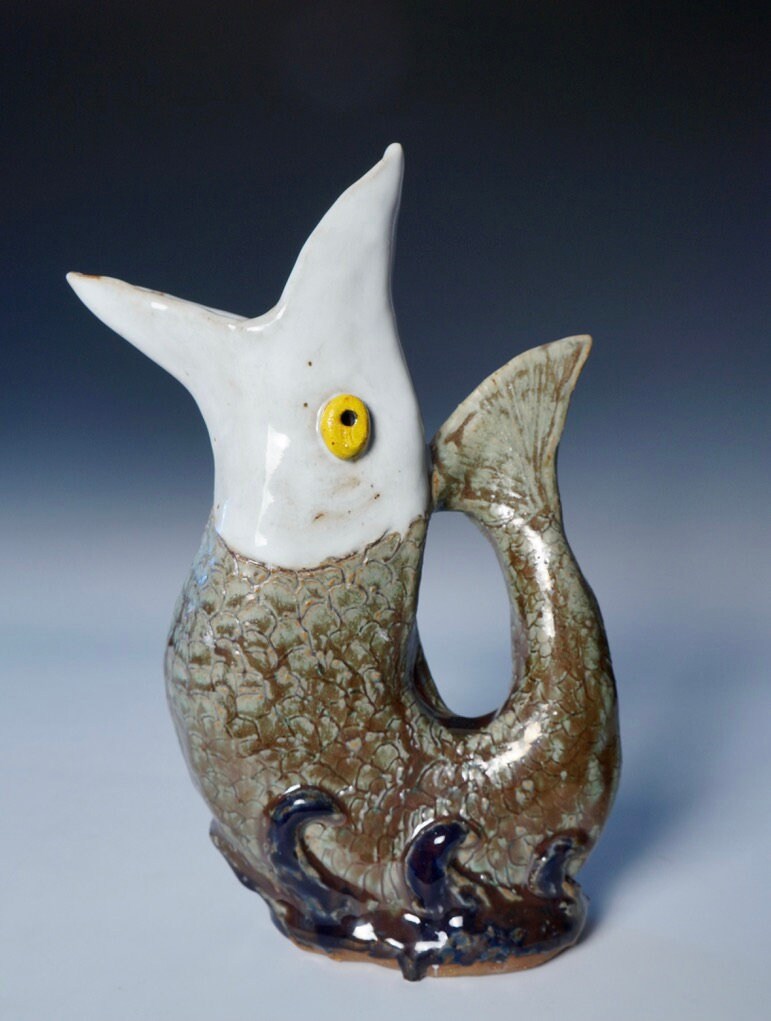 Ceramic Fish Pitcher, Handmade Pottery Fish, Unique Pitcher, Animal Art ...