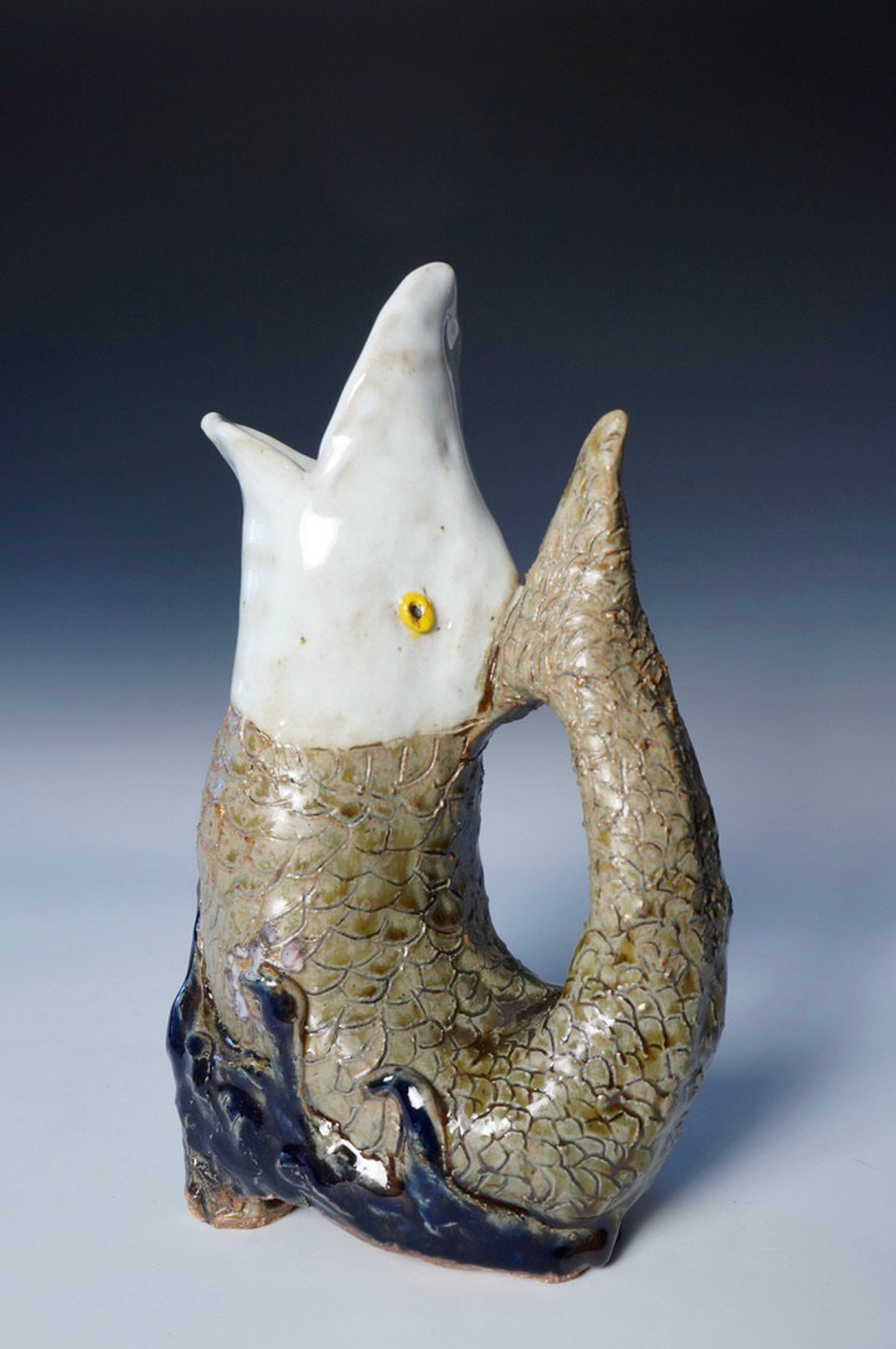 Ceramic Fish Pitcher, Handmade Pottery Fish, Unique Pitcher, Animal Art ...