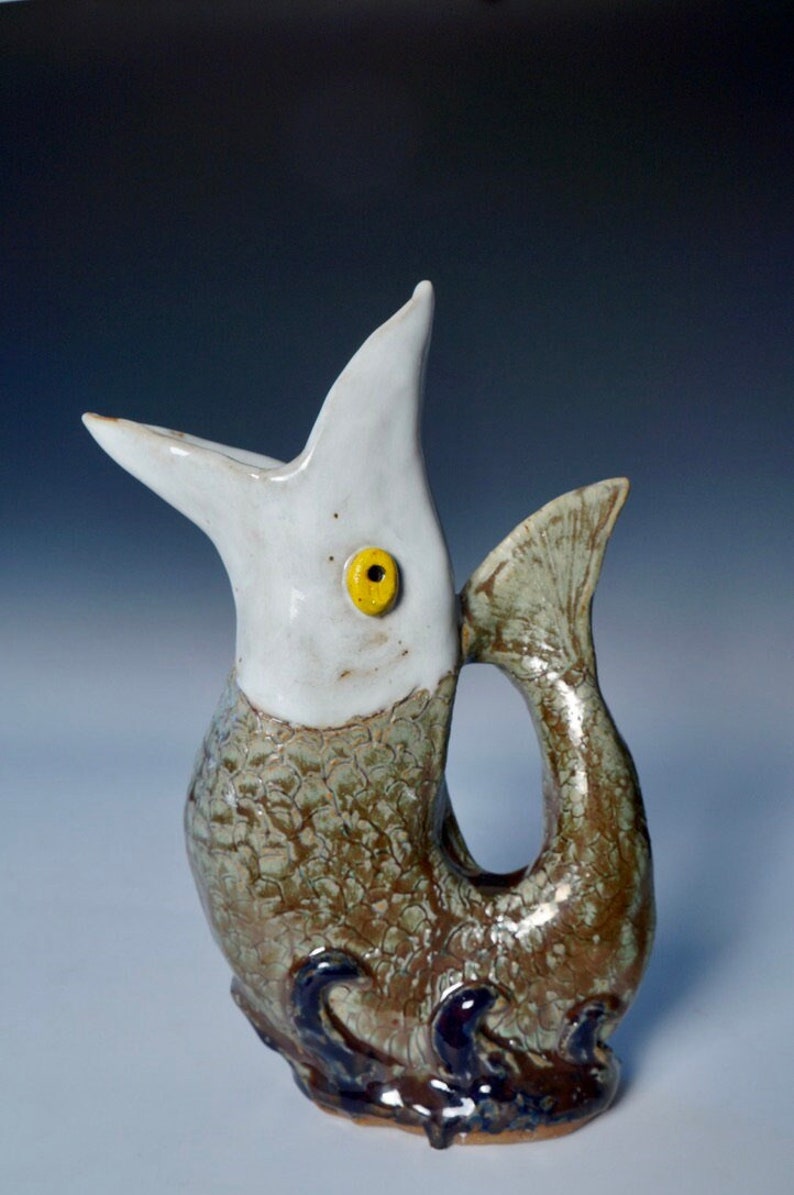 Ceramic Fish Pitcher, Handmade Pottery Fish, Unique Pitcher, Animal Art ...