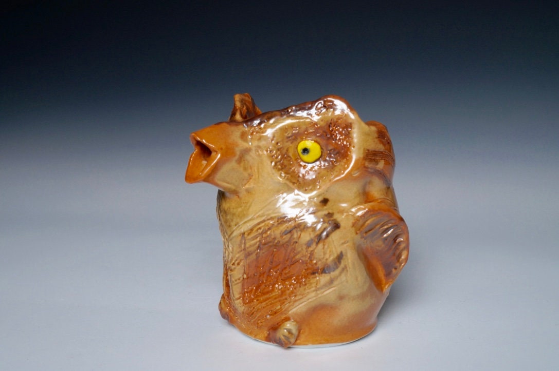 Porcelain Owl Pitcher, Handmade Ceramic Owl Pitcher, Owl Creamer, Owl ...