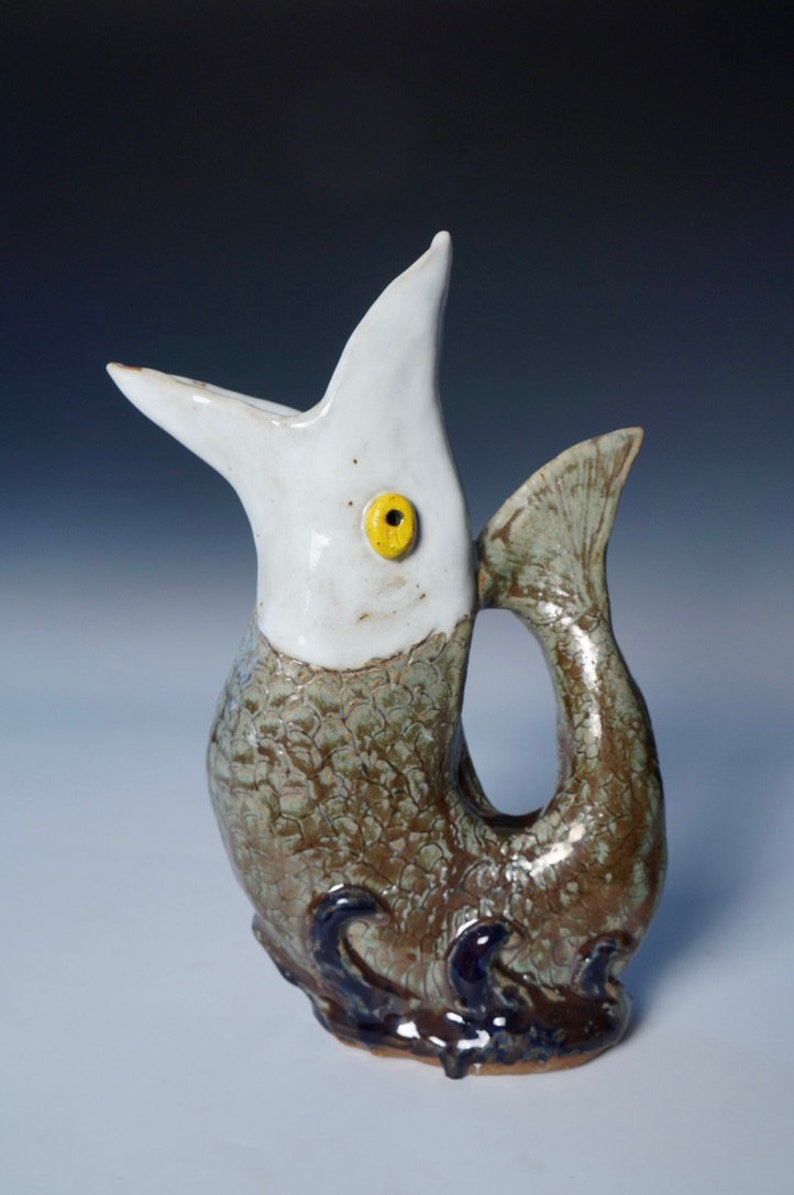 Ceramic Fish Pitcher, Handmade Pottery Fish, Unique Pitcher, Animal Art ...