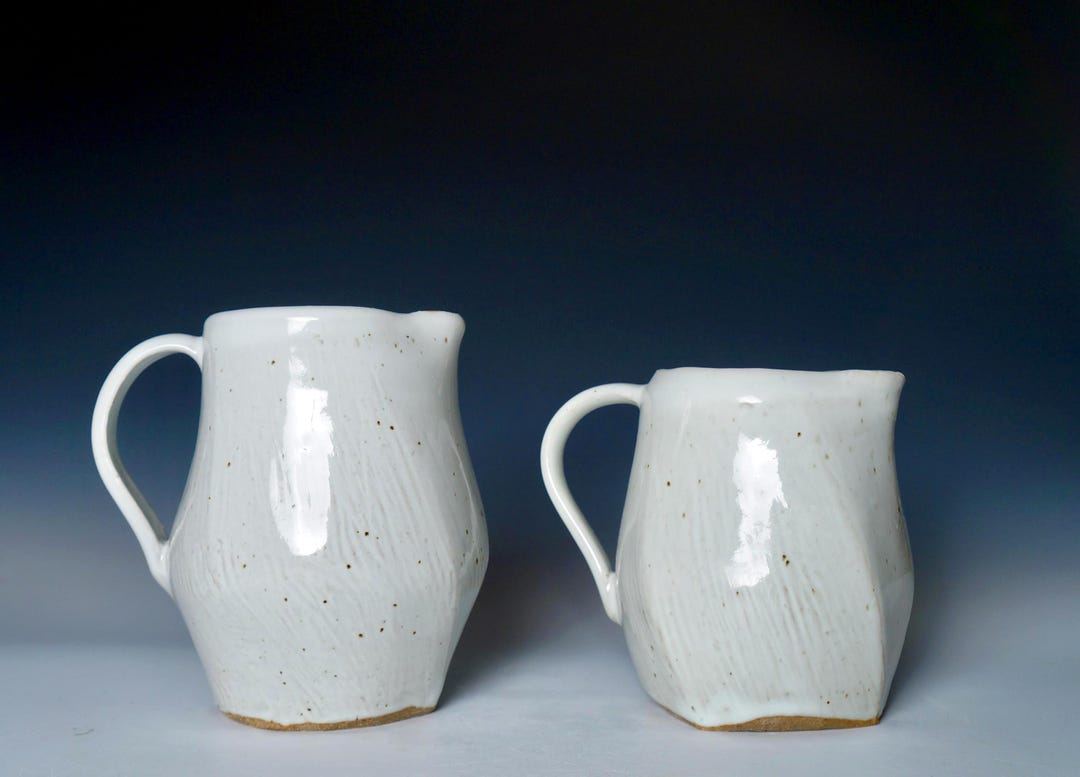 Ceramic White Jugs, White Pitcher, Stoneware Pitcher, Ceramic White ...