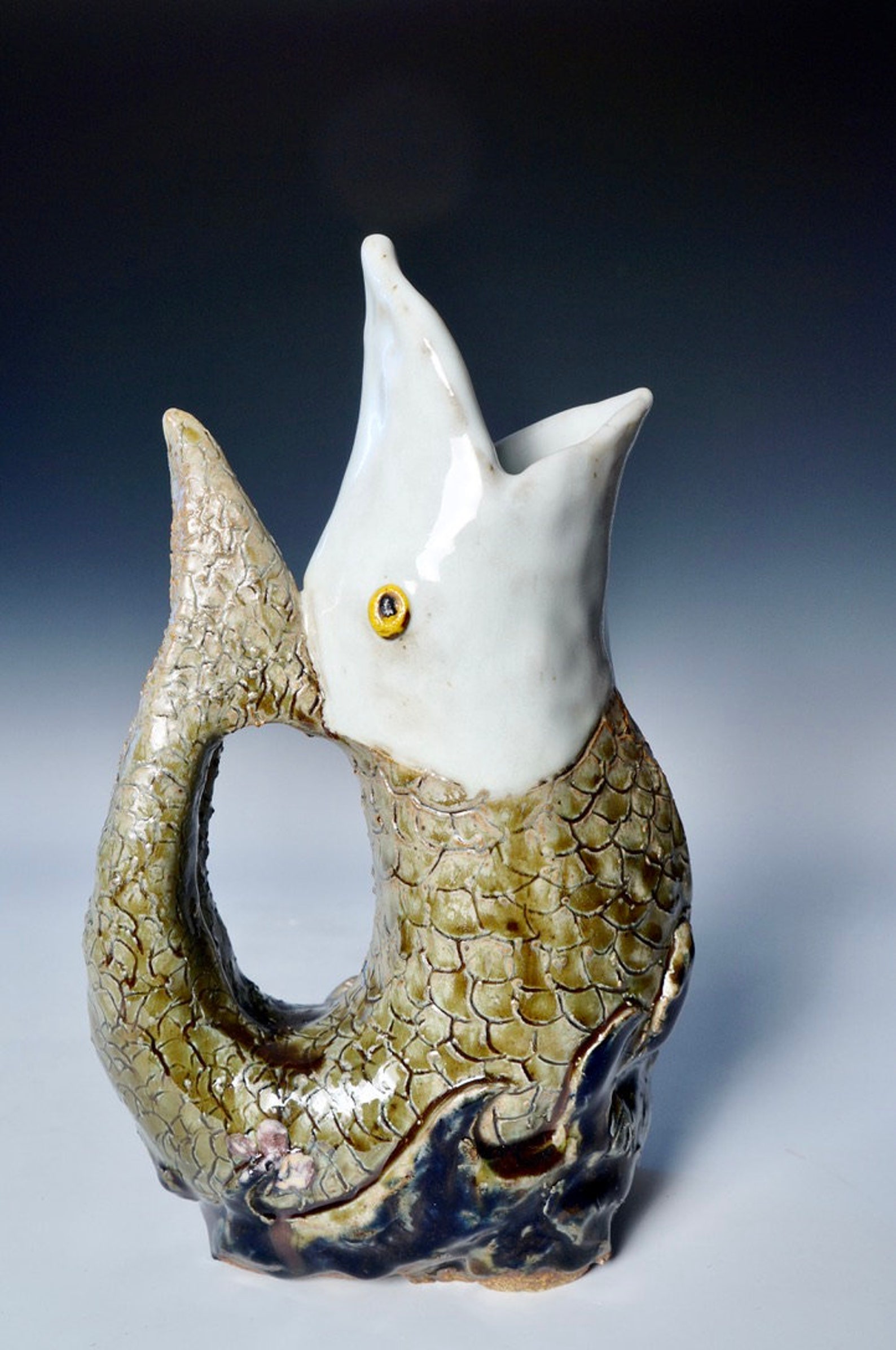 Ceramic Fish Pitcher, Handmade Pottery Fish, Unique Pitcher, Animal Art ...