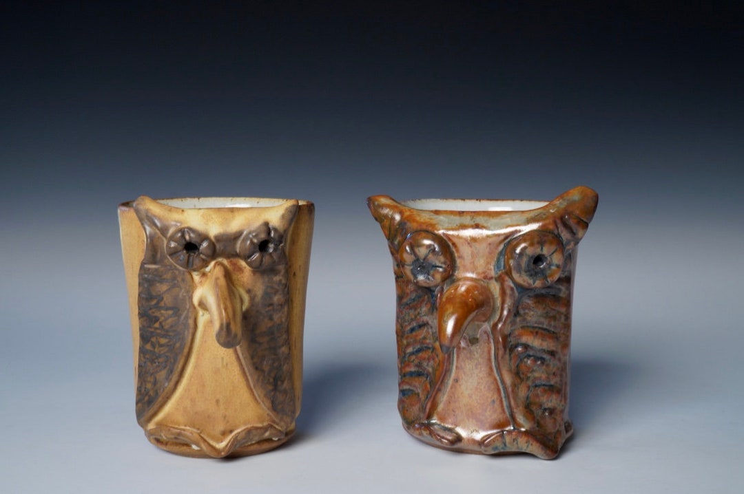 Set of Handmade Owl Mugs, Handmade Ceramic Owl Mugs, Owl Mugs, Owl Cup ...
