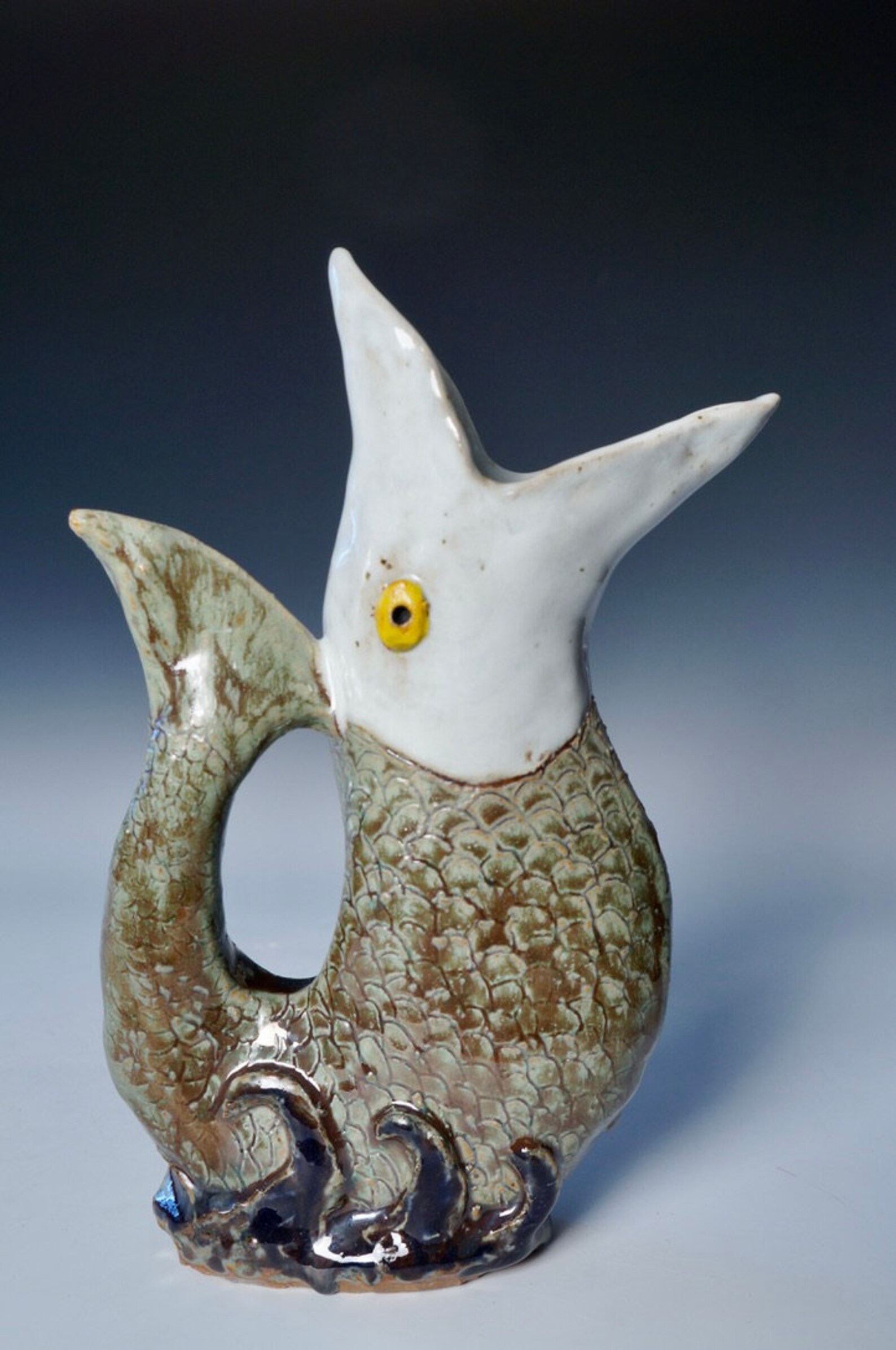 Ceramic Fish Pitcher, Handmade Pottery Fish, Unique Pitcher, Animal Art ...