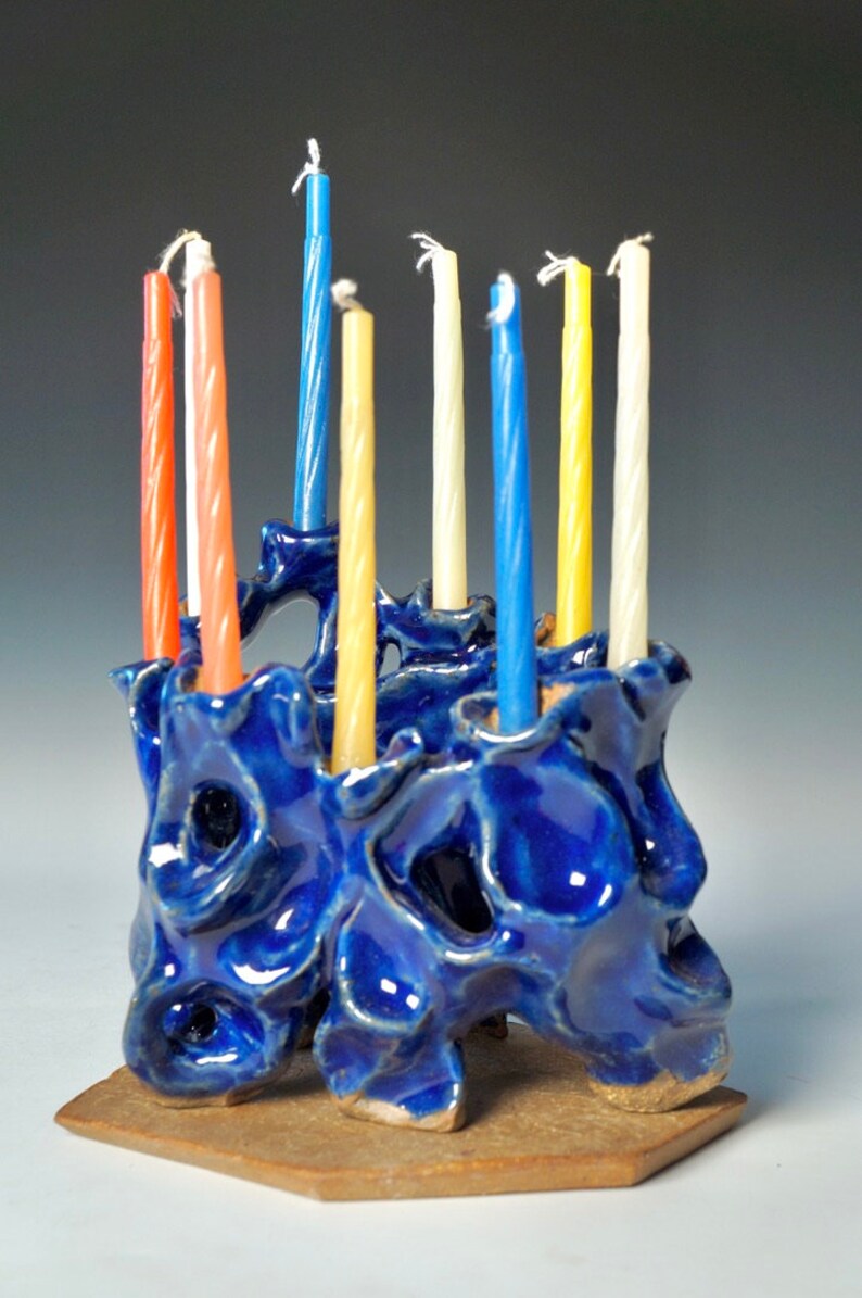 Handmade Menorah Hannukkah Art Menorah Blue Menorah Ceramic - Etsy
