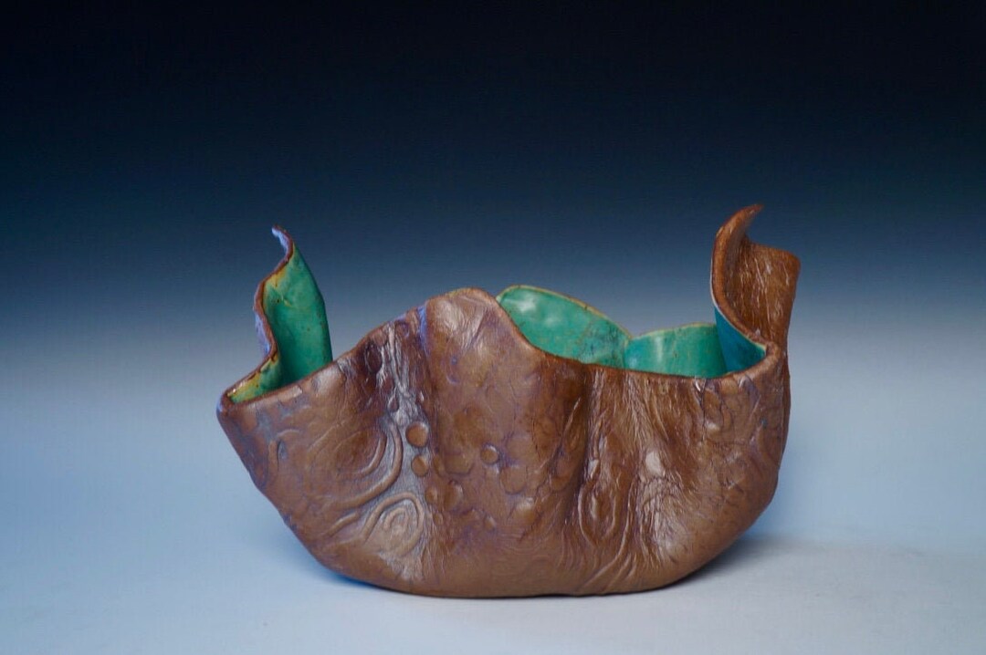 Handmade Freeform Bowl, Ceramic Bowl, Turquoise Handmade Pottery ...