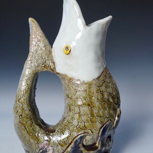 Ceramic Fish Pitcher, Handmade Pottery Fish, Unique Pitcher, Animal Art ...