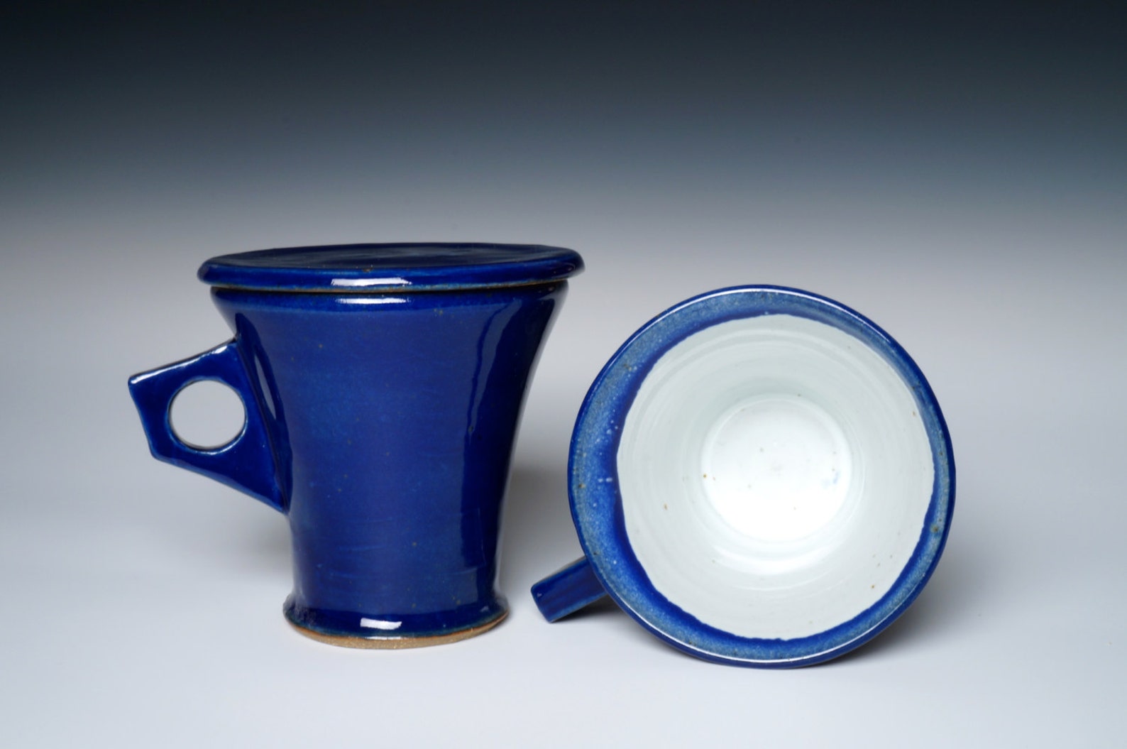 Blue Stoneware Lidded Mugs, My Kind of Blue, Blue Mugs, Blue Ceramic ...