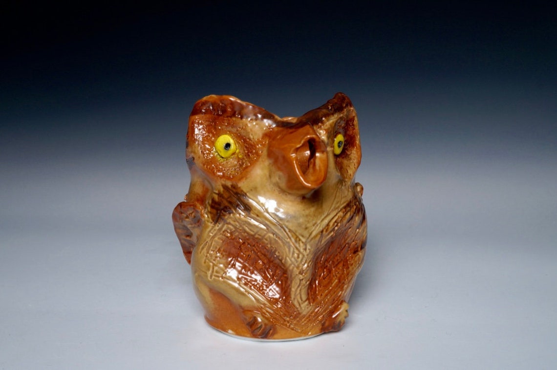 Porcelain Owl Pitcher, Handmade Ceramic Owl Pitcher, Owl Creamer, Owl ...