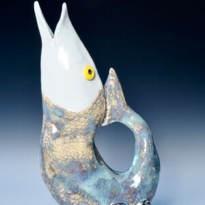 Fish Pitcher, Handmade Porcelain Fish Pitcher, Jumping Fish Ceramic ...