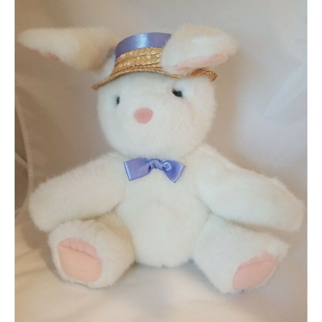 Vintage 1990's Hallmark Cards White Easter Bunny Rabbit Plush Stuffed ...
