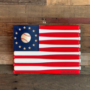 Baseball Bat American Flag Wall Art Mini Baseball Bat Stripes Upcycled ...