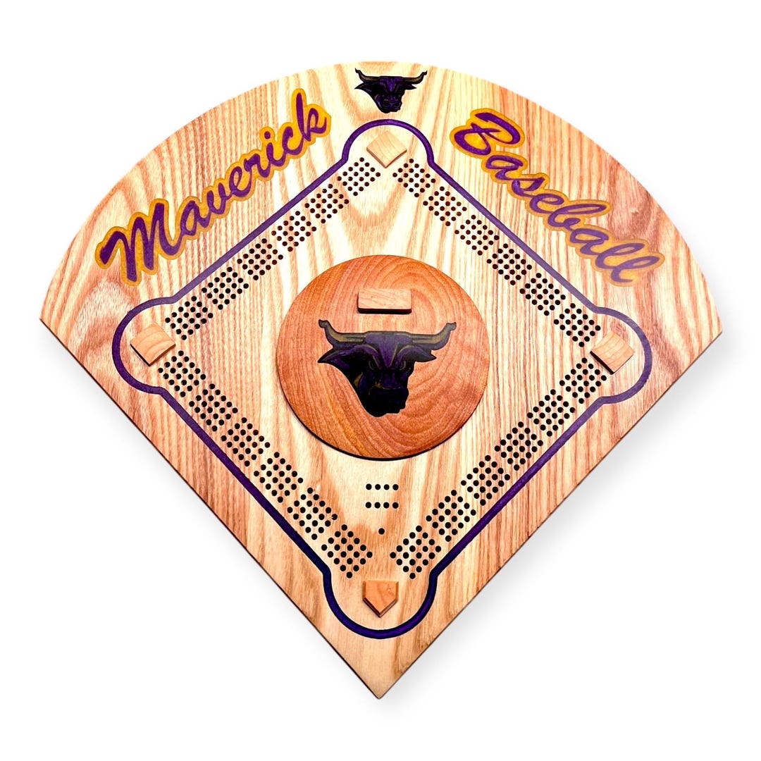 Baseball Cribbage Board | Personalized Diamond Design W/hidden Peg/card ...