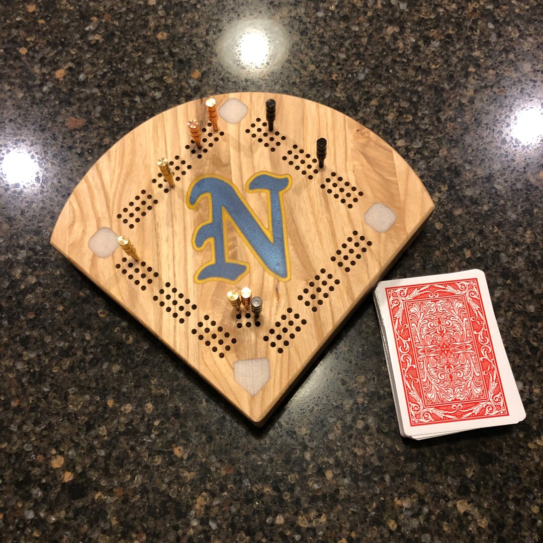 Baseball Diamond Shaped Mini Travel Cribbage Board | With Pegs, Cards ...