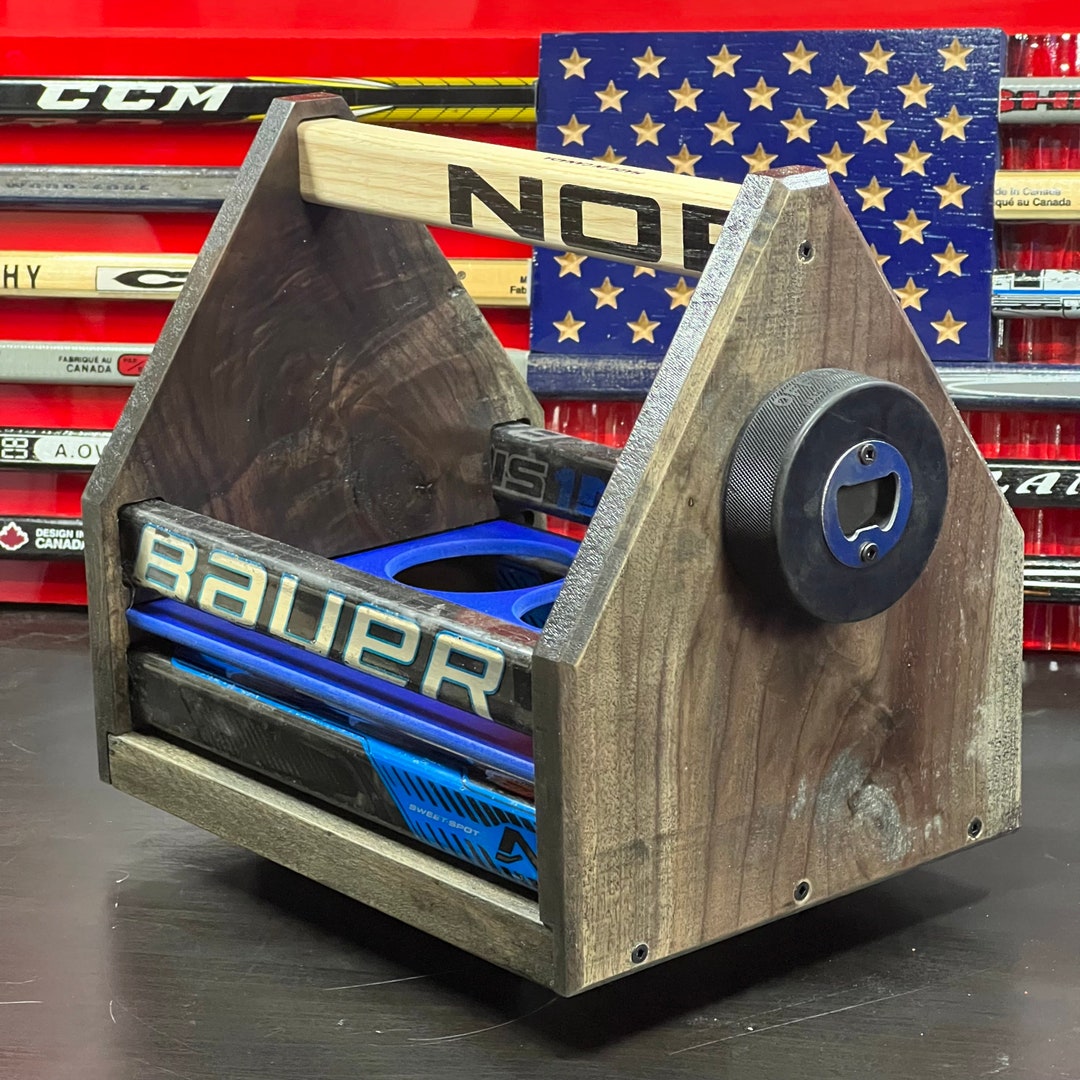 Custom Hockey 6-pack Beer Carrier | Salvaged Hockey Sticks | Wood Ends ...