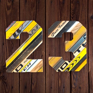 Custom Hockey Numbers or Letters Wall Sign Salvaged Hockey Sticks ...